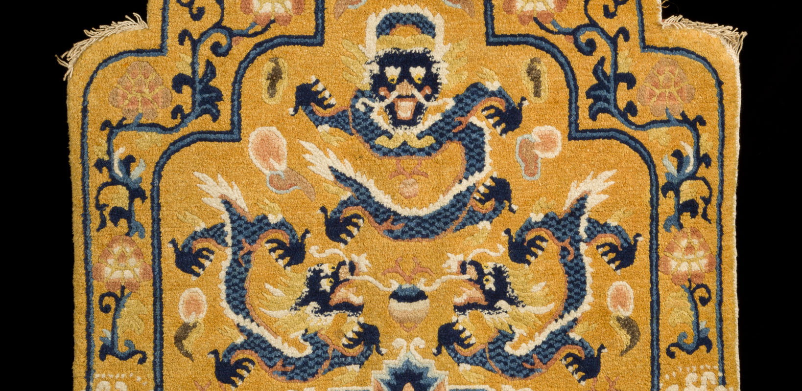 An imperial dragon yellow ground throne carpet, 19th century