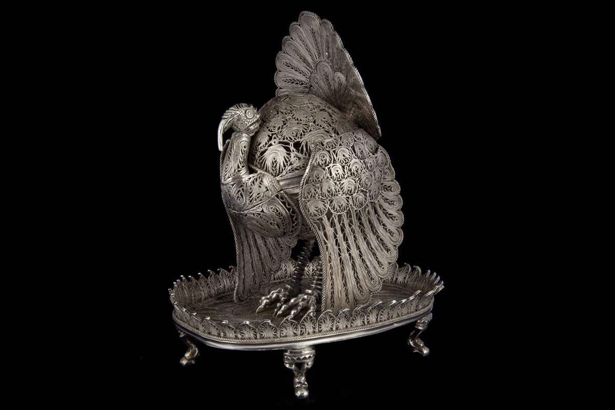 A filigree silver turkey, Andes.
